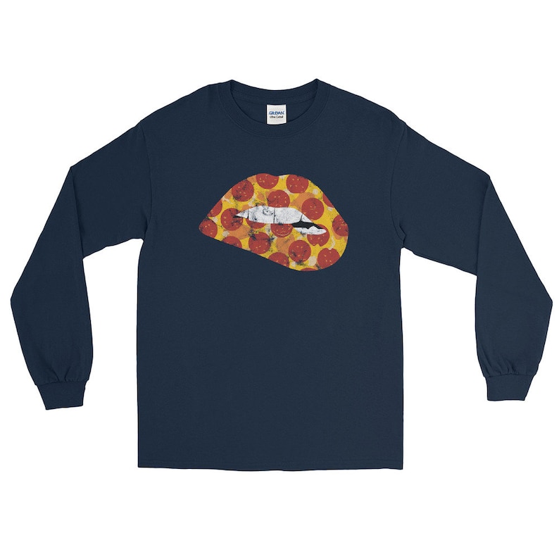 Pepperoni Biting Lip Long Sleeve Shirt, Pizza Shirt, Pizza Lovers Shirt ...