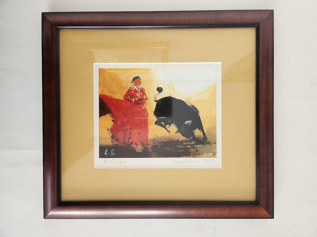 Spanish Bullfight Painting, Signed Framed Art, Barcelona 2009 - Etsy