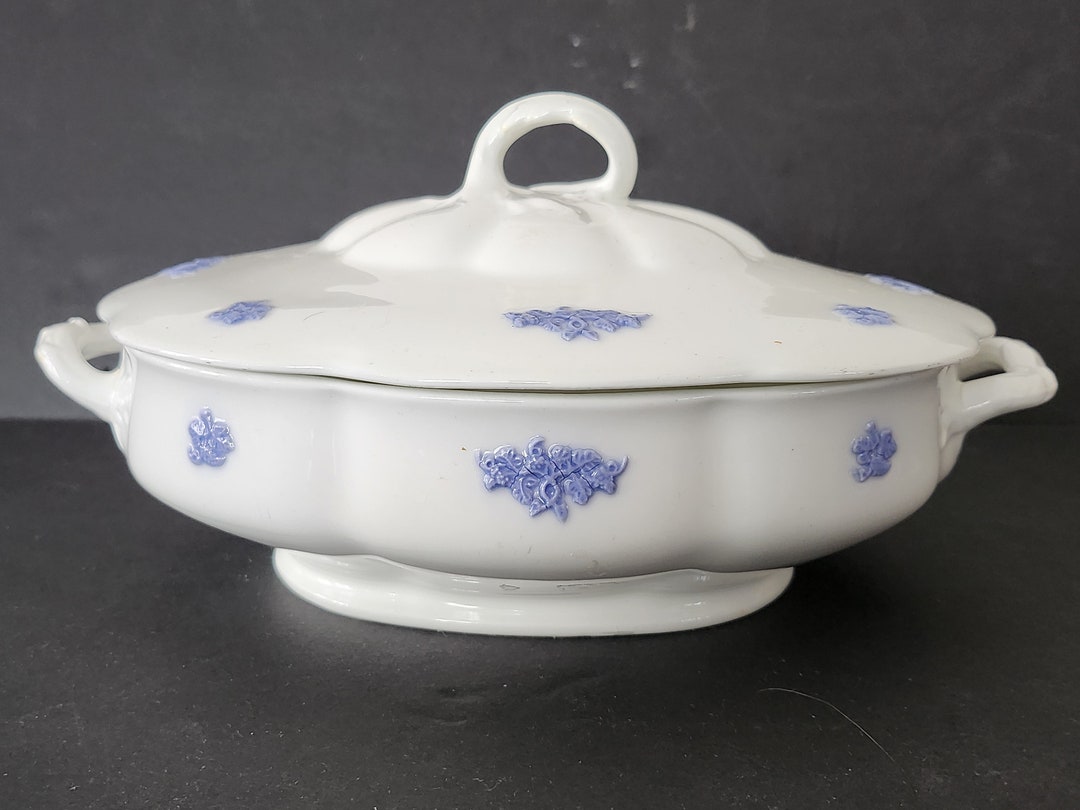 Adderly England Blue Chelsea Covered Vegetable Tureen, Antique Bone ...