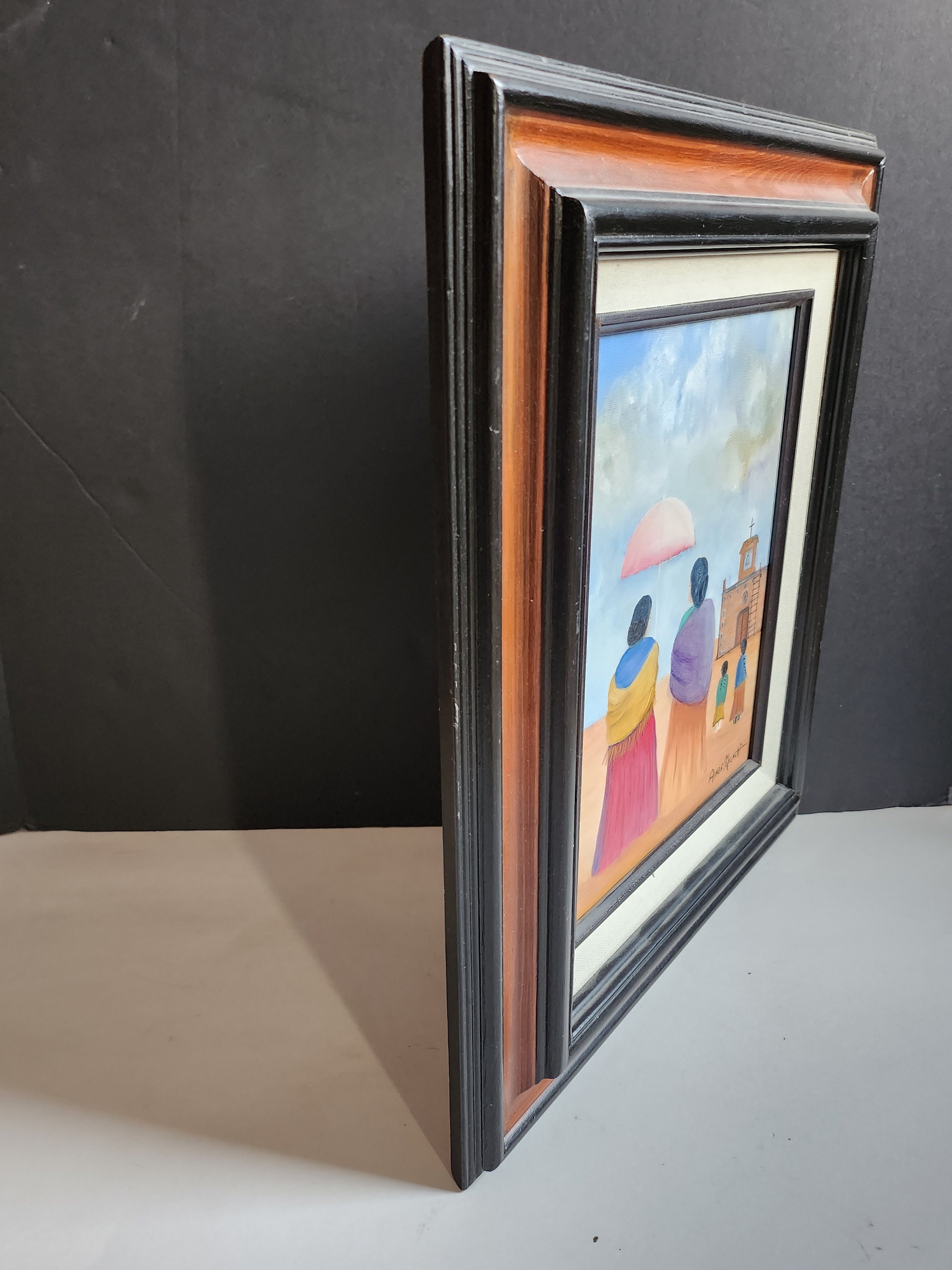Original Framed Painting Pueblo Scene, Navajo Desert Mission, Folk Art ...