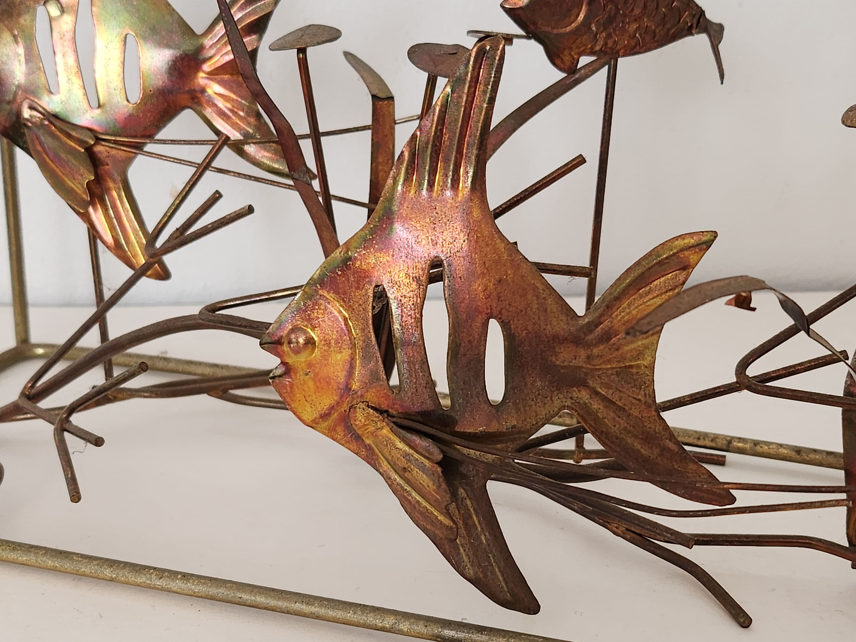 MCM Brutalist Torch Cut Copper Aquarium Scene, Table Decor, Shelf Decor ...