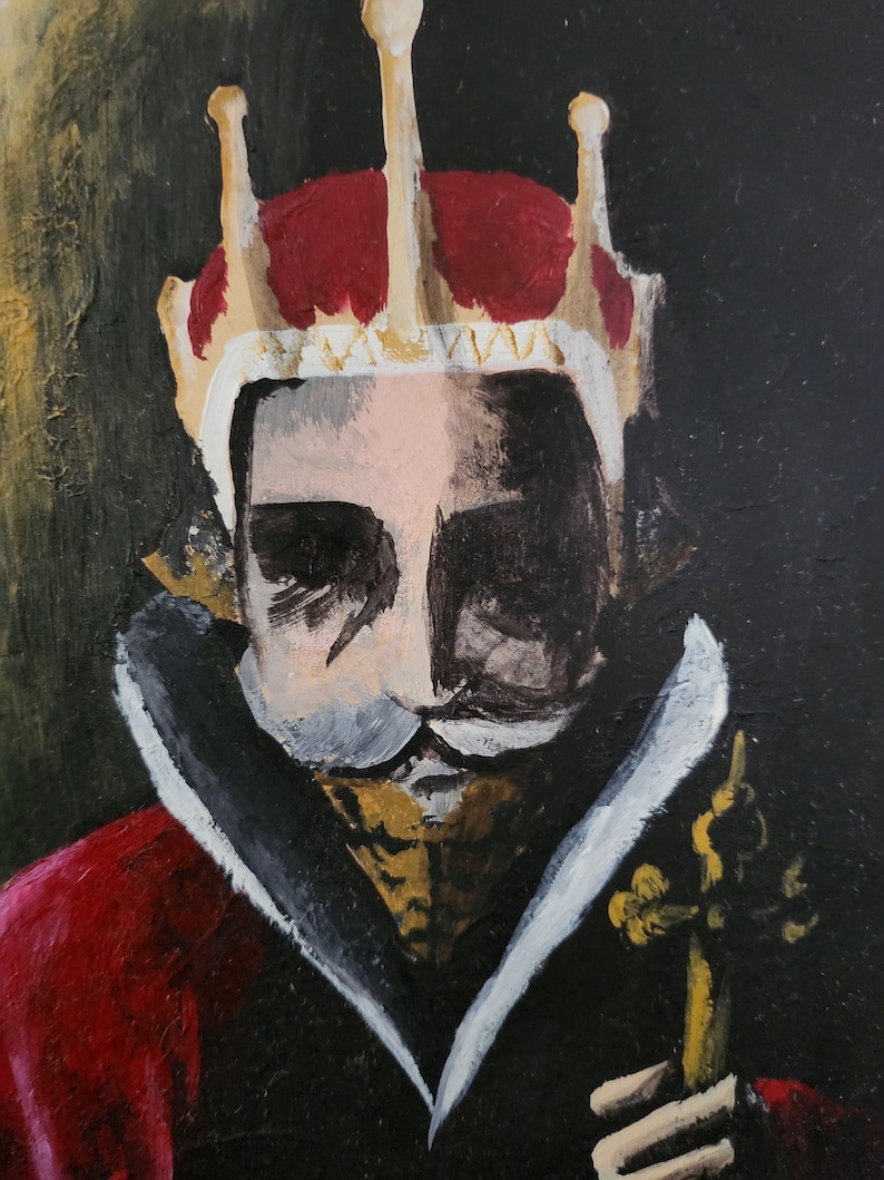 Original Oil Painting Abstract Medieval King, Artist Signed Wall Art ...