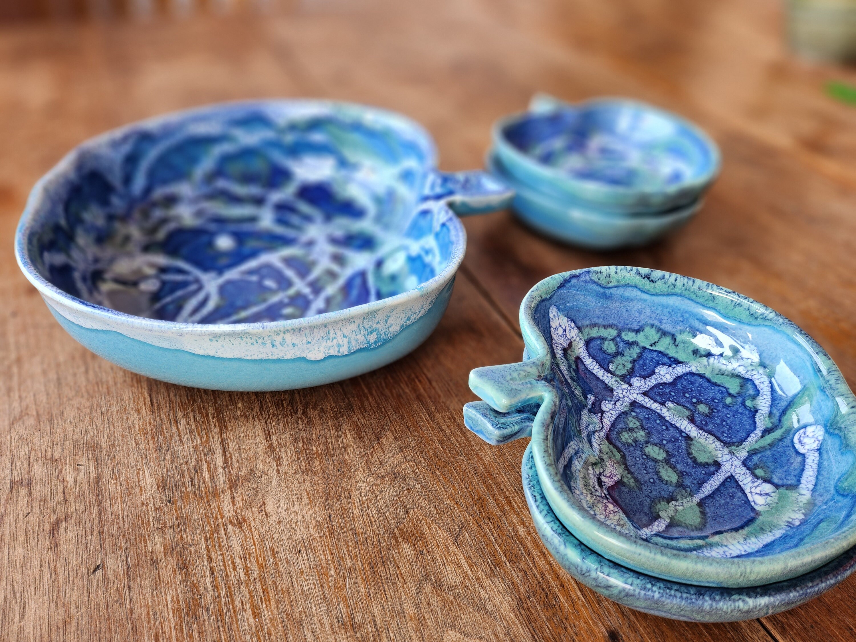 Dryden Pottery Drip Glaze Apple Snack Dish With 4 Apple Dishes - Etsy