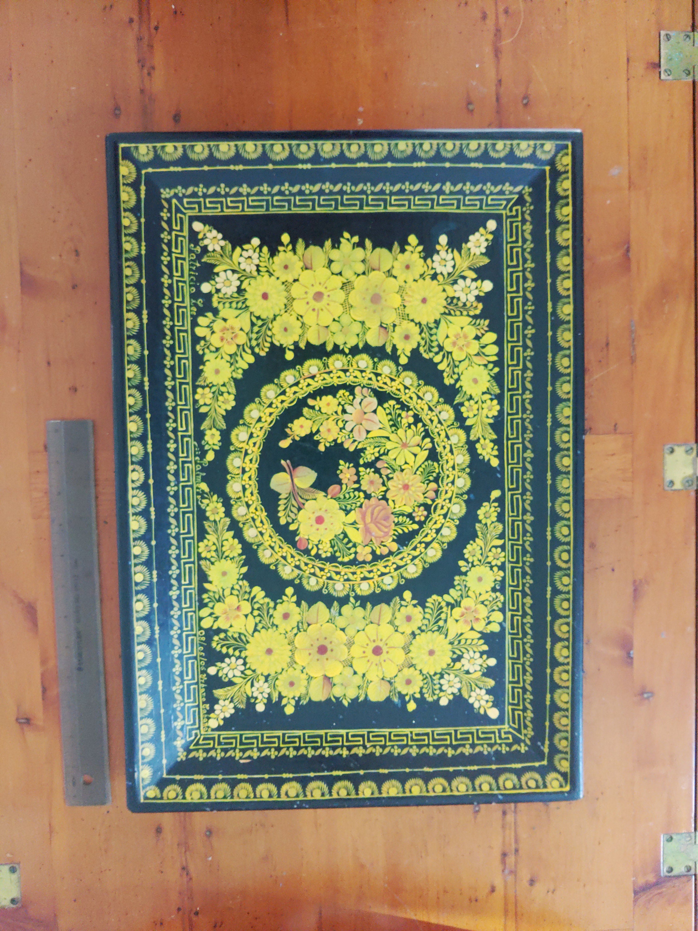 Lacquerware Tray, Mexican Handicrafts, Ornate, Hand Painted Folk Art ...