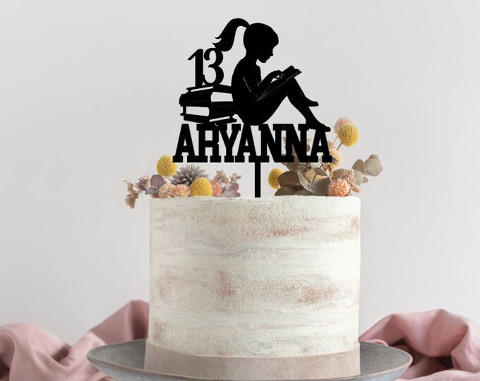 Reading Cake Topper, Book Cake Topper, Reading Book Topper ...