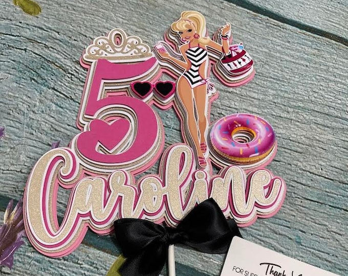 Pink Doll Cake Topper, Pink Cake Topper, Doll Cake Topper, Fashion Doll ...