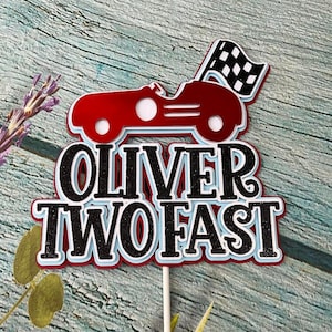 Race Car Cake Topper, Two Fast Topper, Two Fast Party, Car Cake Topper ...