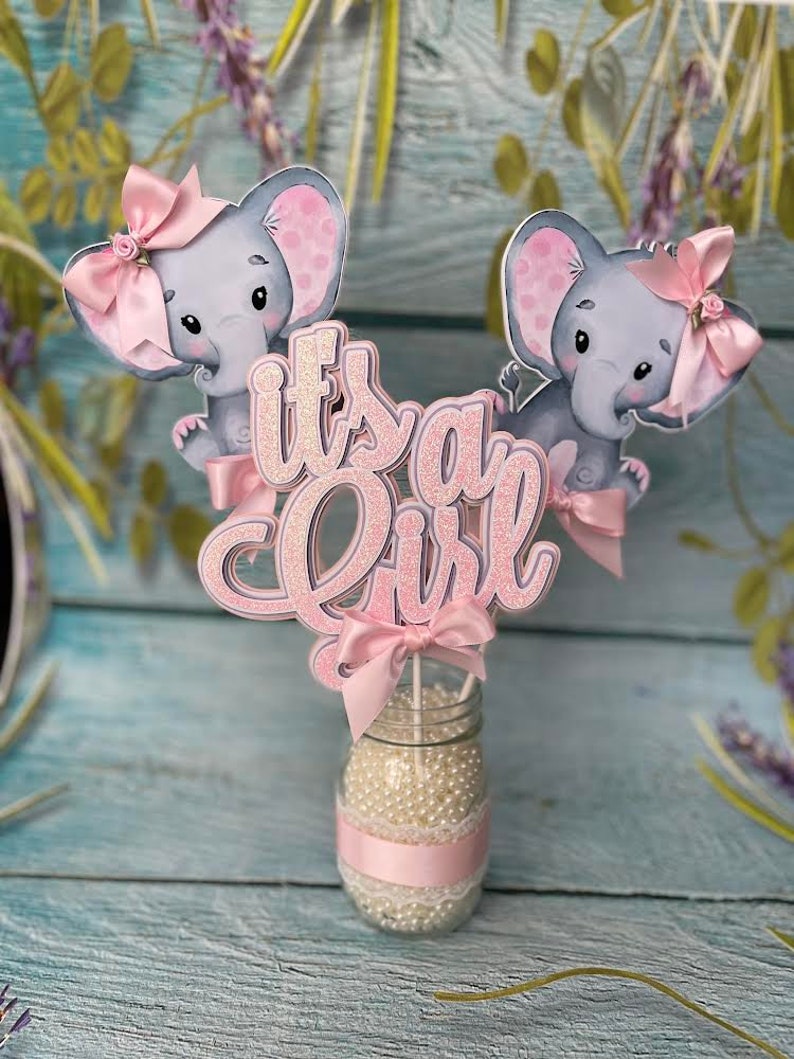 Girl Elephant Centerpiece Girl Elephant Baby Shower Elephant - Etsy