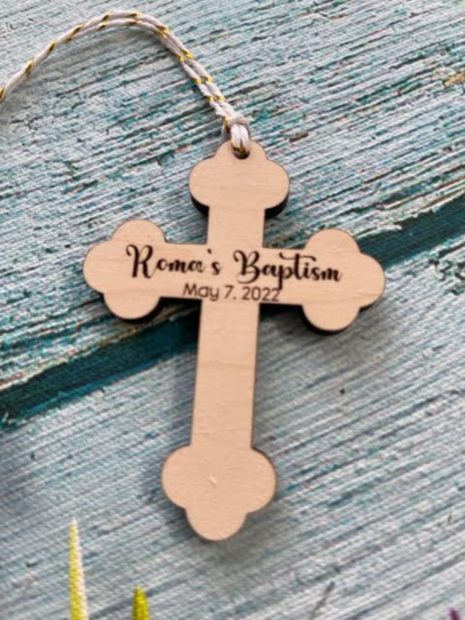Wooden Cross Name Tag Baptism Name Tag Engraved Cross Name | Etsy