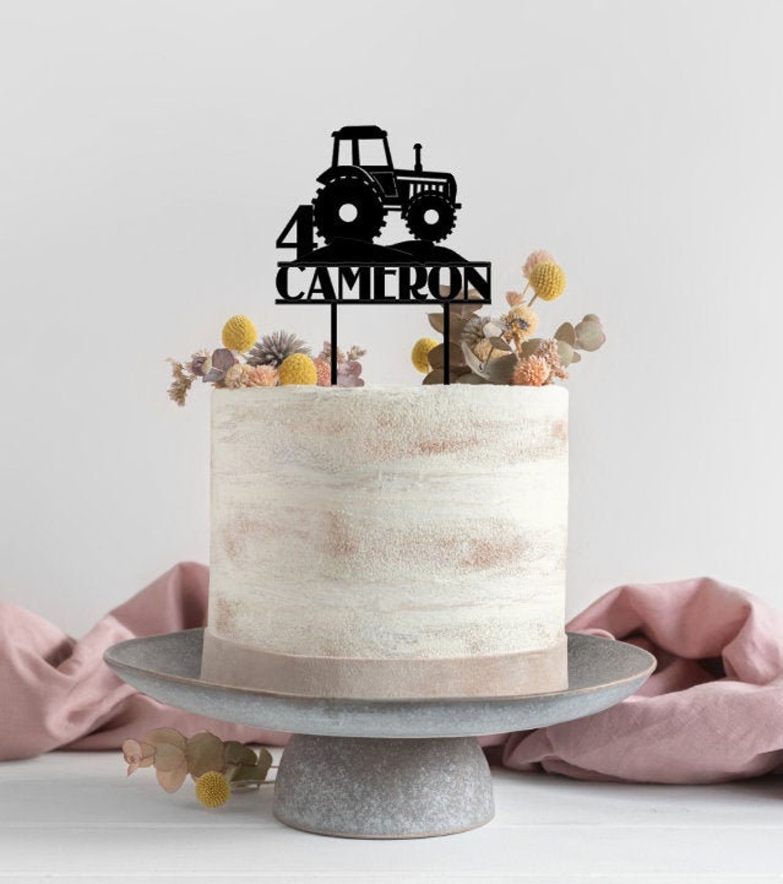 Tractor Cake Topper, Tractor Laser Cut Topper, Boy or Girl Cake Topper ...