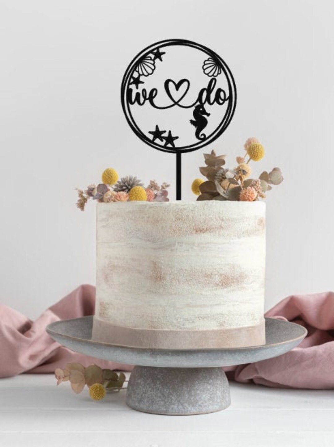 We Do Cake Topper, Beach Theme Cake Topper, Beach Wedding Cake Topper ...