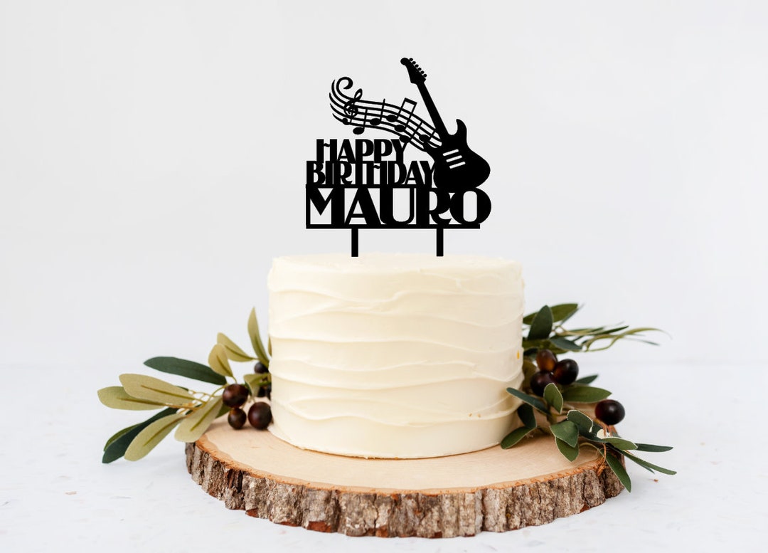 Rocker Birthday Cake Topper, Personalized Guitar Cake Topper, Guitar ...