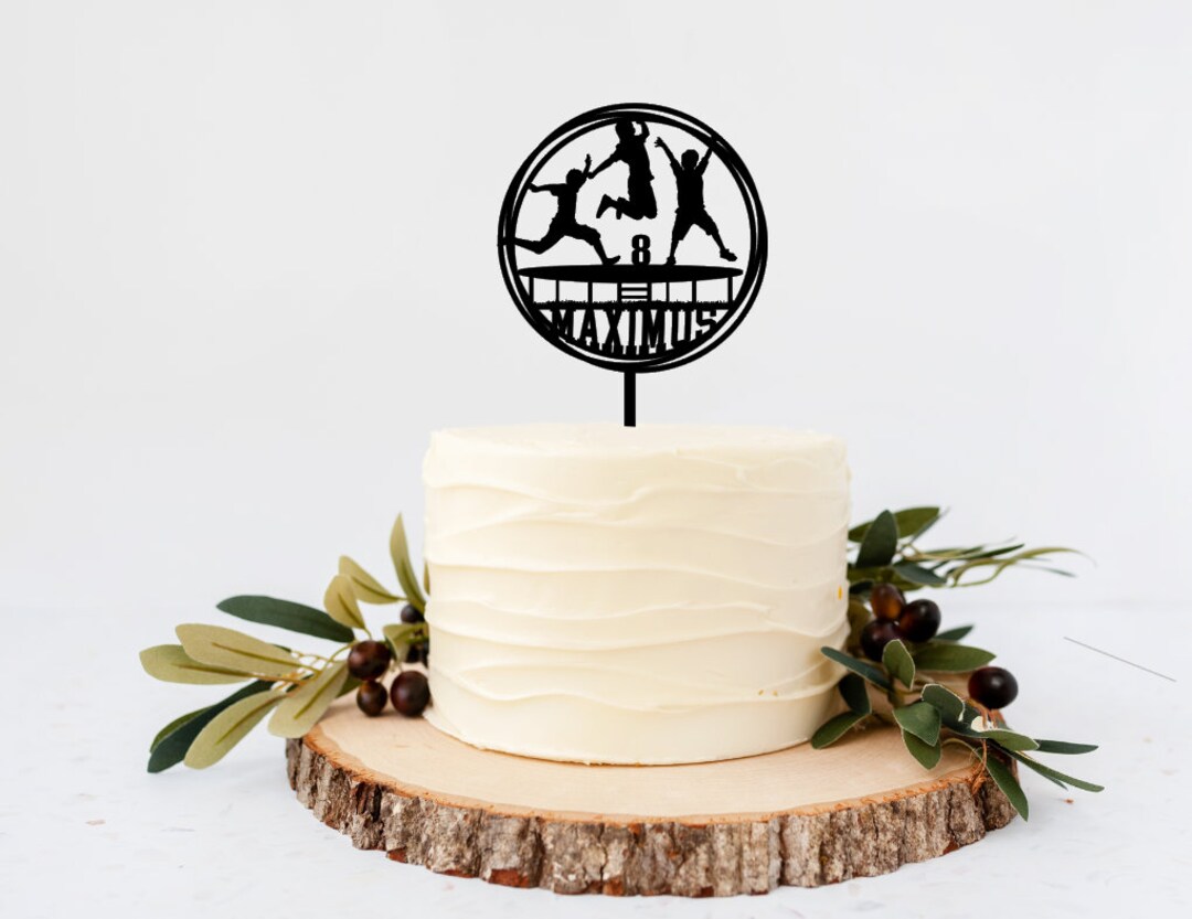 Trampoline Cake Topper, Personalized Cake Topper, Jumping Cake Topper ...