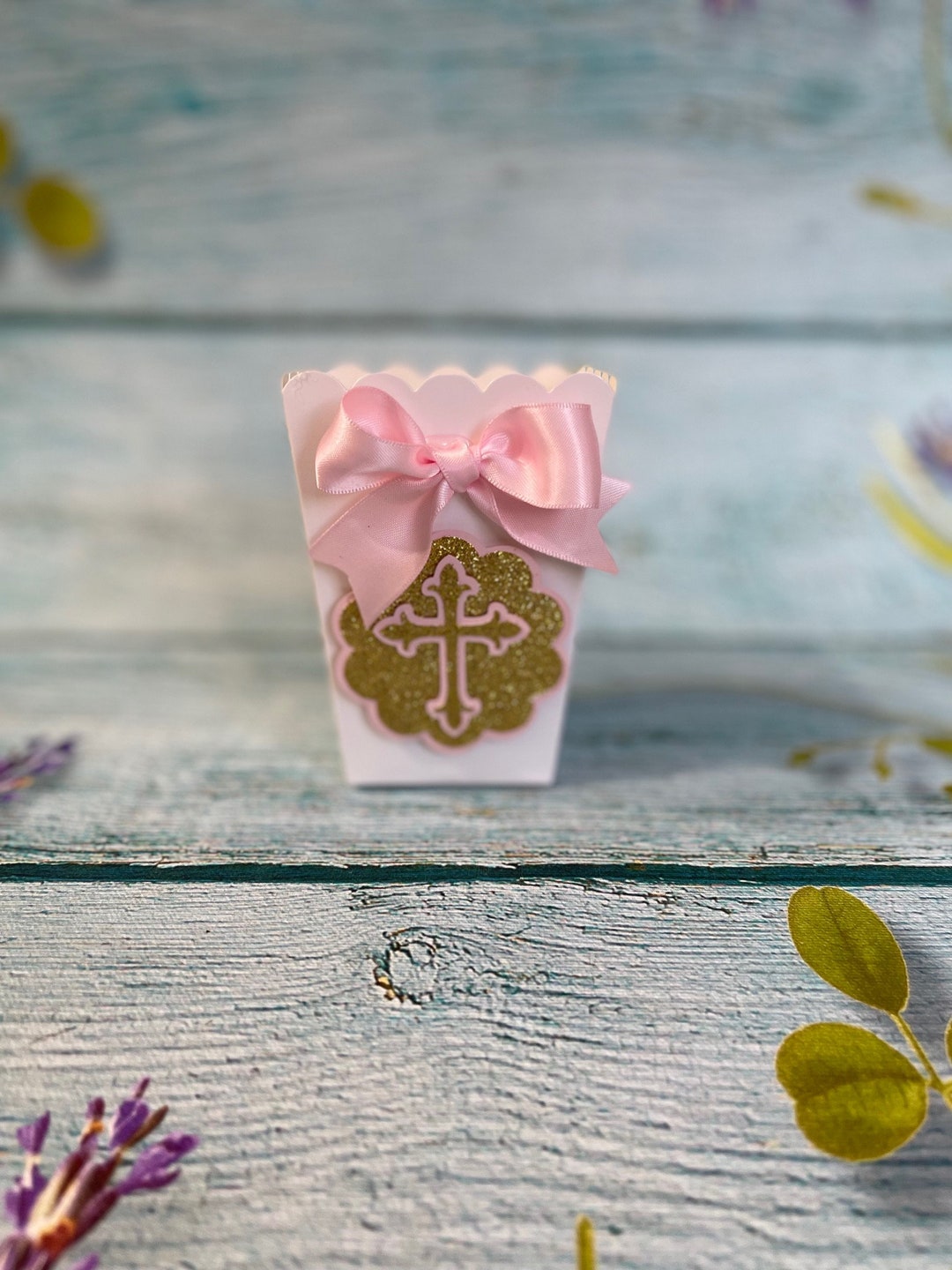 Christening Favor Boxes, Candy Favor Box, Mini Pop Corn Box, Religious ...