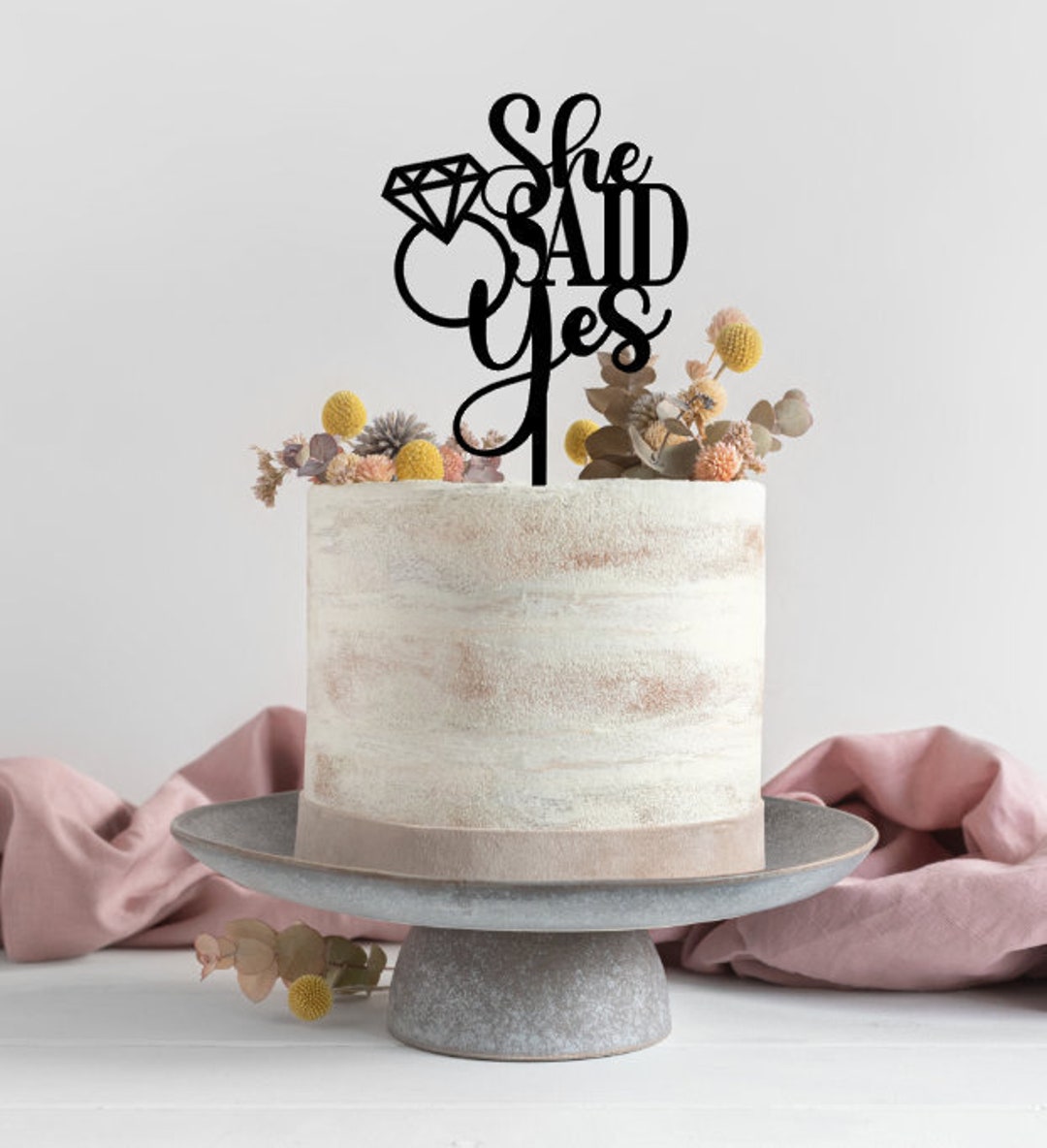 She Said Yes Cake Topper, Yes Said Yes Engaged Cake Topper,bridal ...