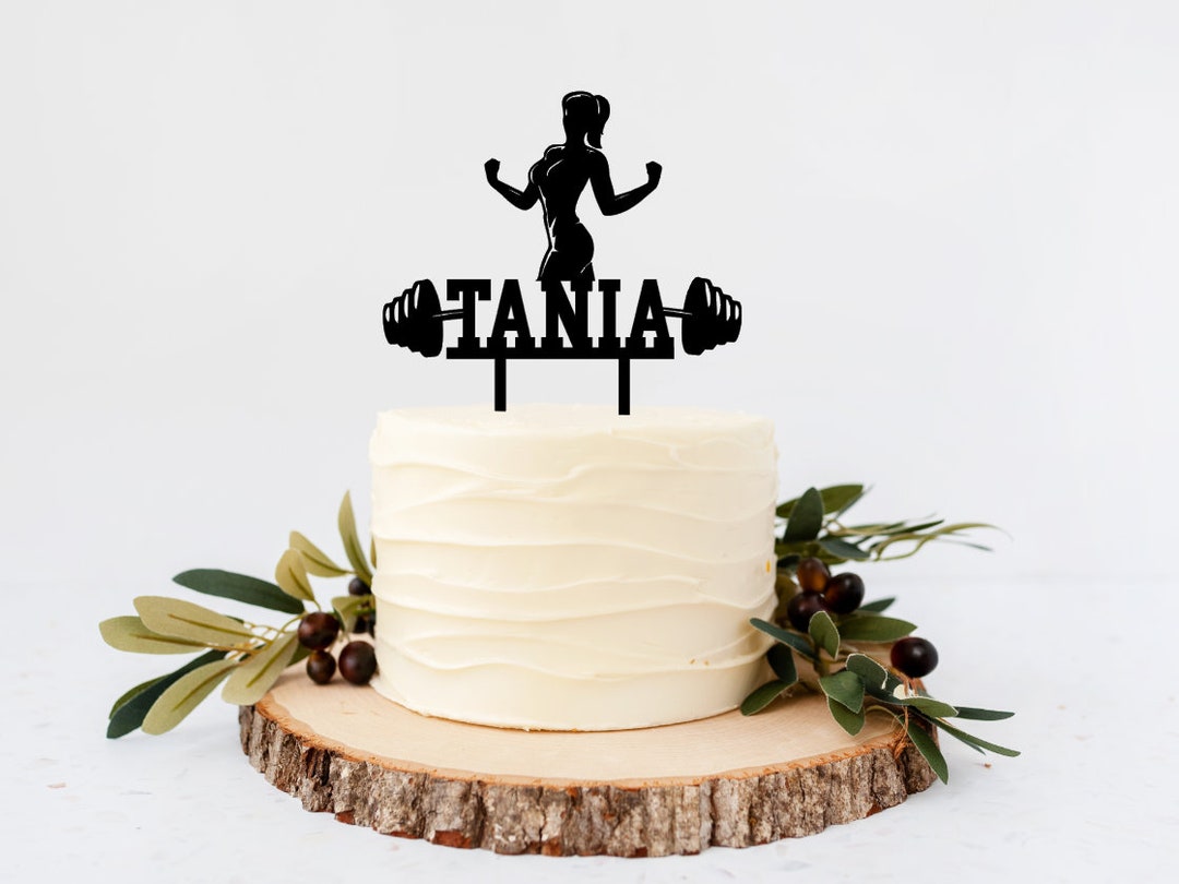 Weight Lifter Cake Topper, Gym Cake Decorations, Body Builder Cake ...