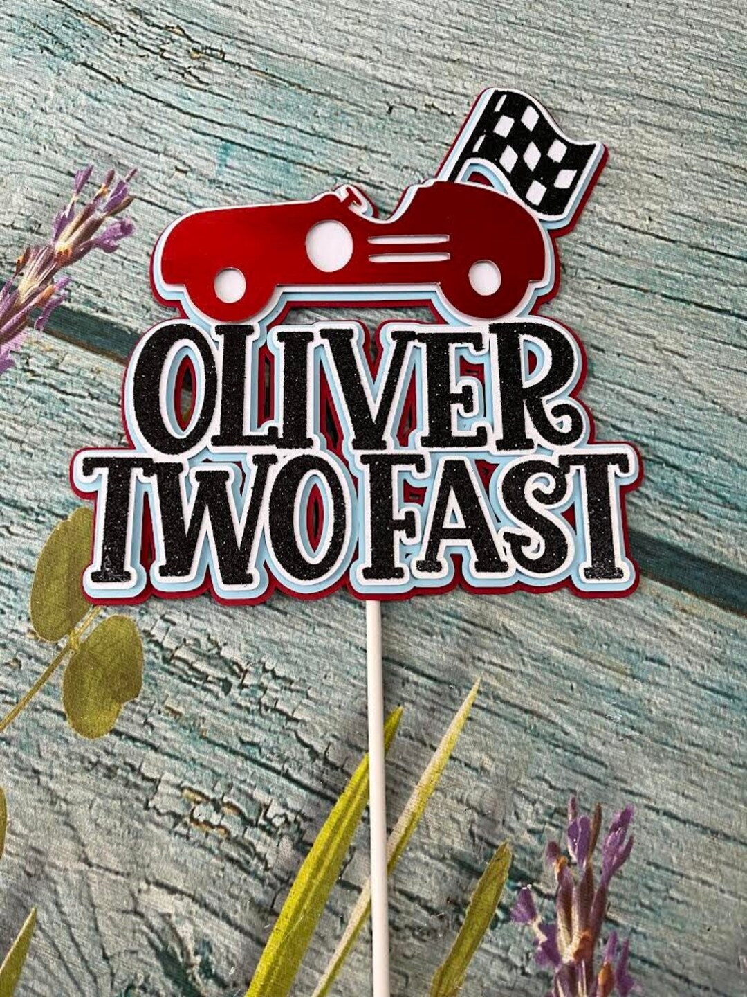 Race Car Cake Topper, Two Fast Topper, Two Fast Party, Car Cake Topper ...