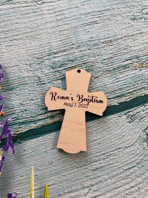 Wooden Cross Name Tag Baptism Name Tag Engraved Cross Name - Etsy