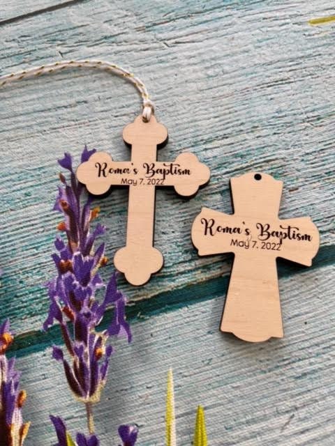 Wooden Cross Name Tag Baptism Name Tag Engraved Cross Name - Etsy