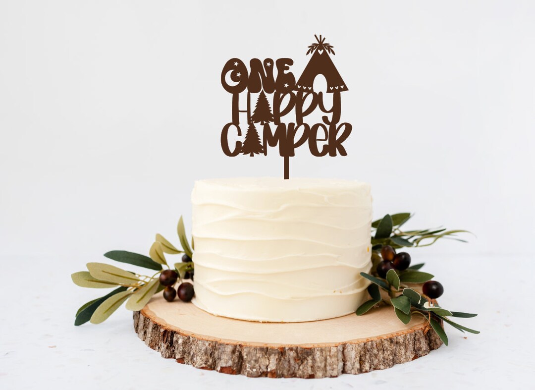 One Happy Camper Cake Topper, Camping Cake Topper, Mountain Cake Topper ...
