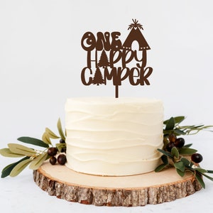 One Happy Camper Cake Topper, Camping Cake Topper, Mountain Cake Topper ...