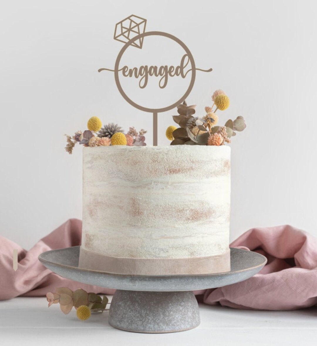 Engaged Cake Topper, We’re Engaged Cake Topper,ring Topper, Bridal ...