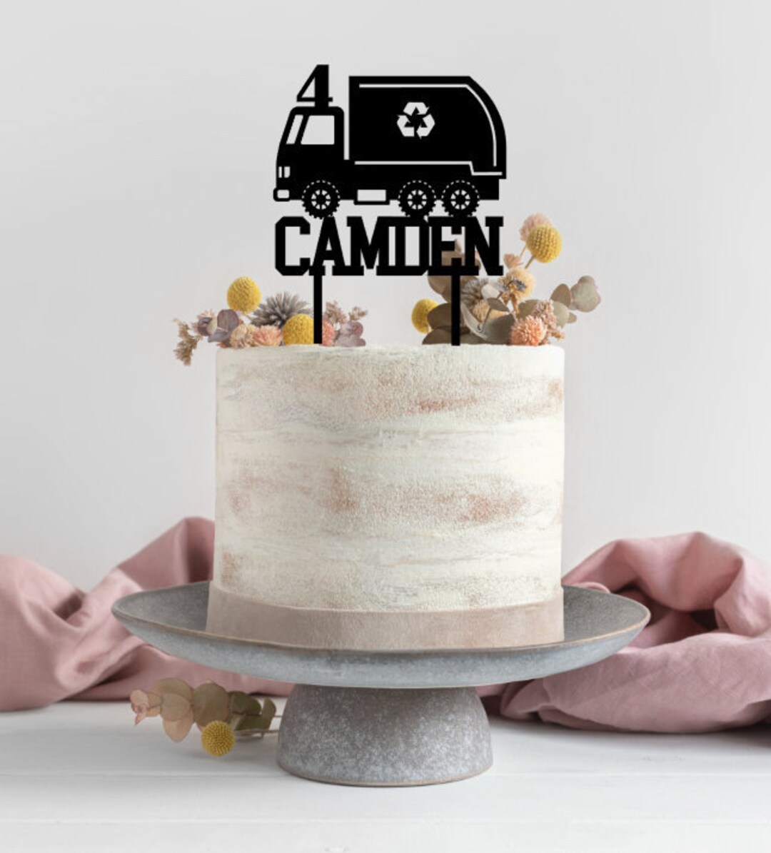 Garbage Truck Birthday Cake Topper, Waste Management Birthday Cake ...
