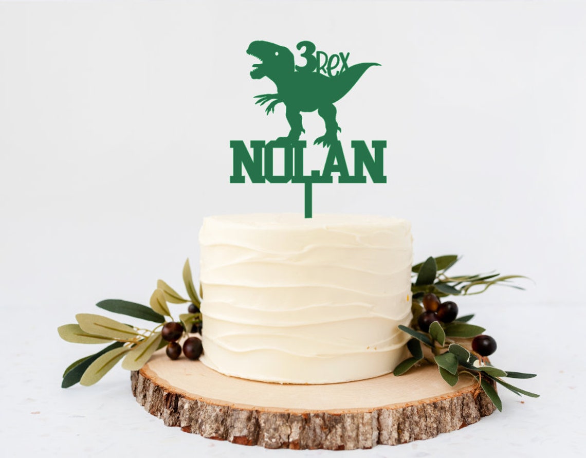 Dinosaur Cake Topper T-rex Cake Topper Personalized Cake - Etsy