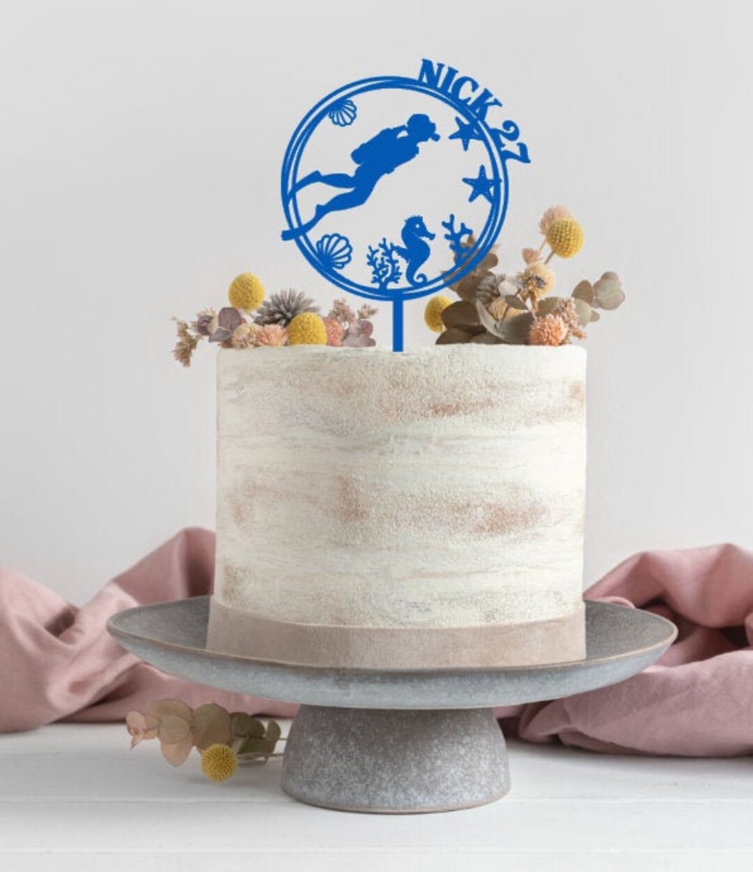 Scuba Diving Cake Topper, Snorkeling Cake Topper, Personalized Scuba ...