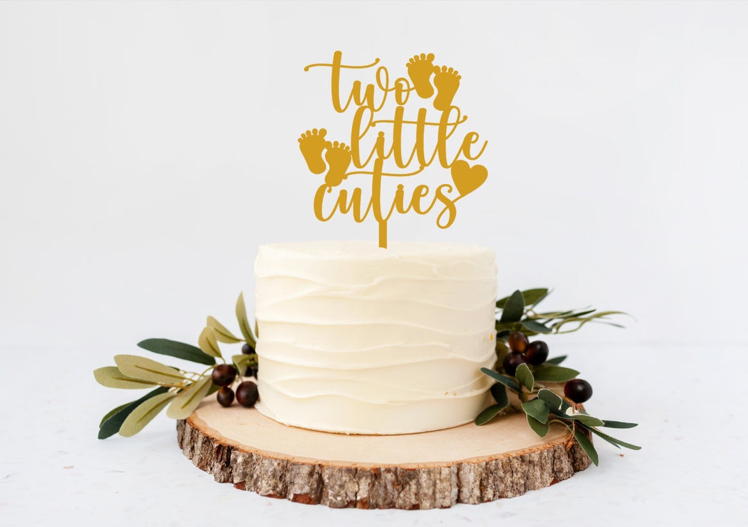 Baby Cake Topper, Baby Shower, Two Little Cuties, Twins Cake Topper ...