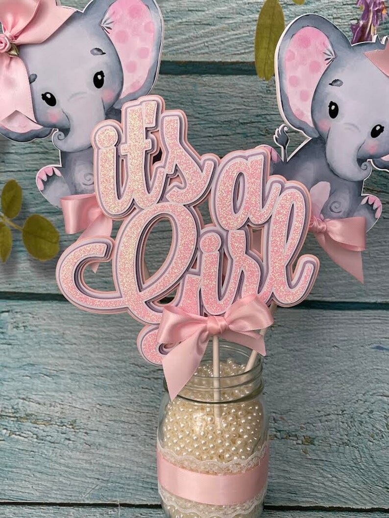 Girl Elephant Centerpiece Girl Elephant Baby Shower Elephant - Etsy