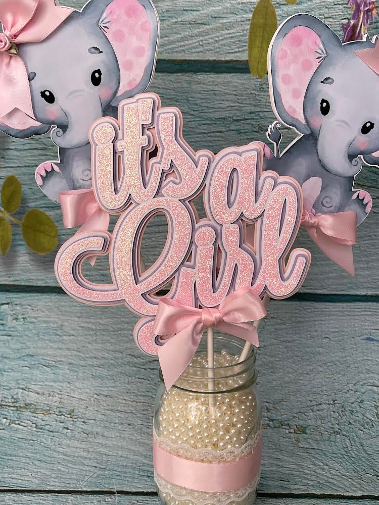 Girl Elephant Centerpiece Girl Elephant Baby Shower Elephant - Etsy