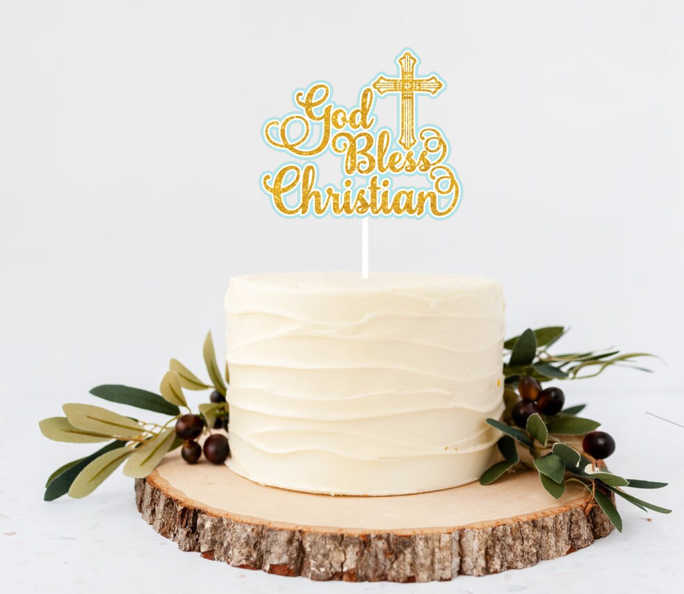 God Bless Cake Topper Custom Cake Topper Christening Cake - Etsy