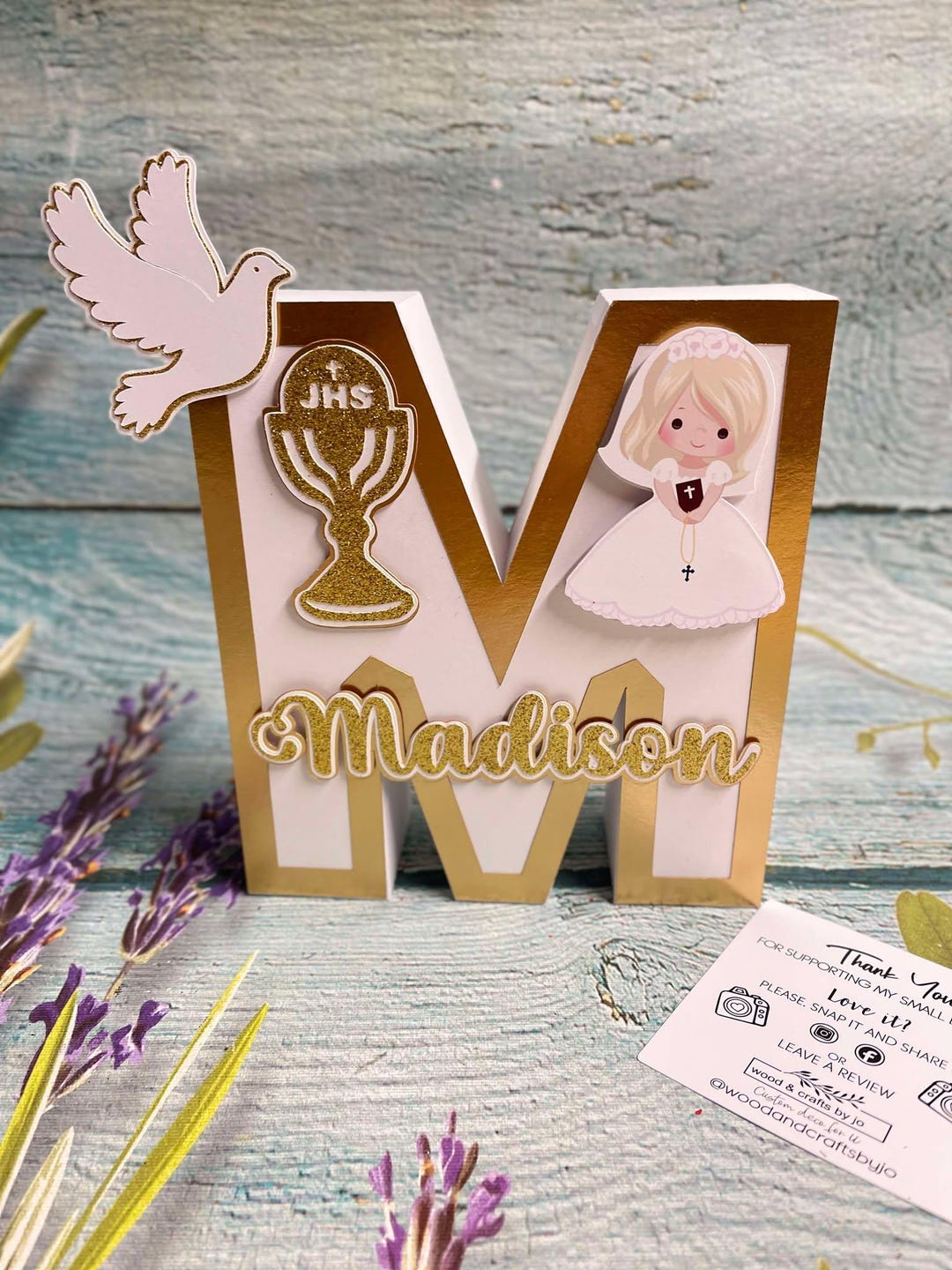 First Communion 3D Letter, First Communion Party Decorations, Religious ...