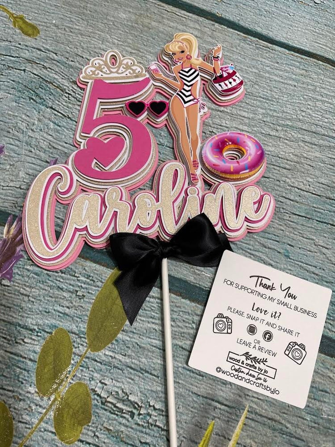 Pink Doll Cake Topper, Pink Cake Topper, Doll Cake Topper, Fashion Doll ...