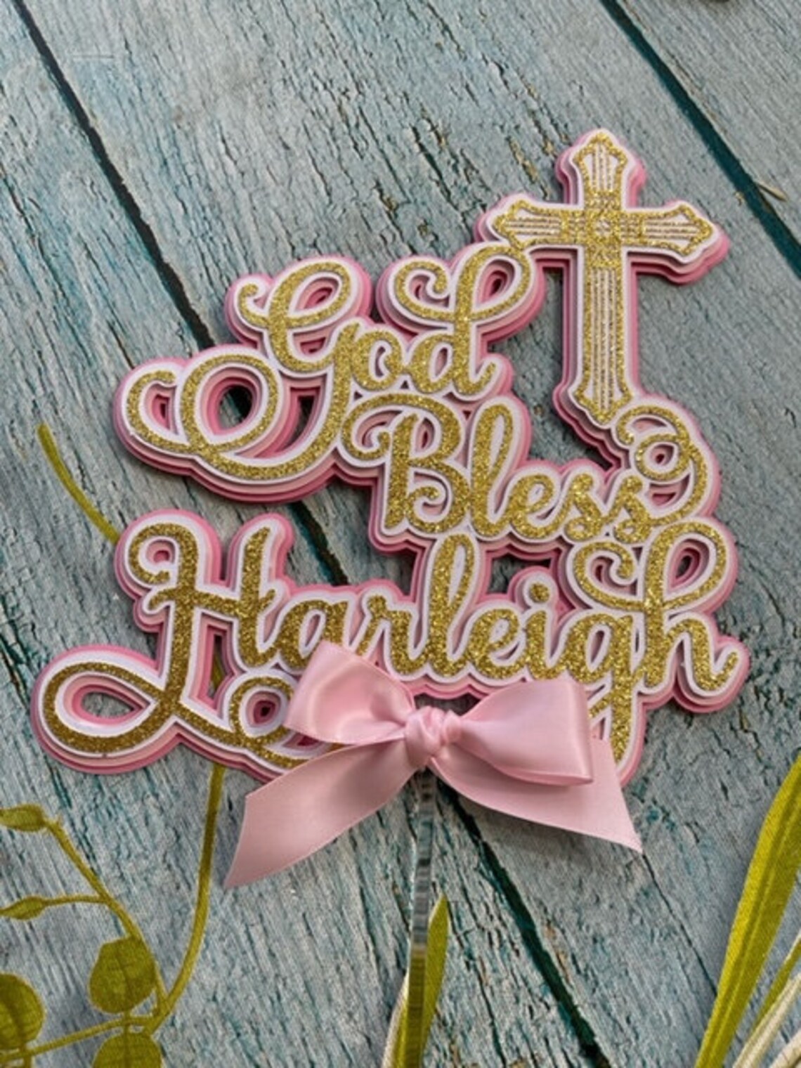 God Bless Cake Topper Custom Cake Topper Christening Cake - Etsy