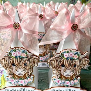 Boho Cow Favor Box, Highland Cow Baby Shower, Cow Party Decoration, Cow ...