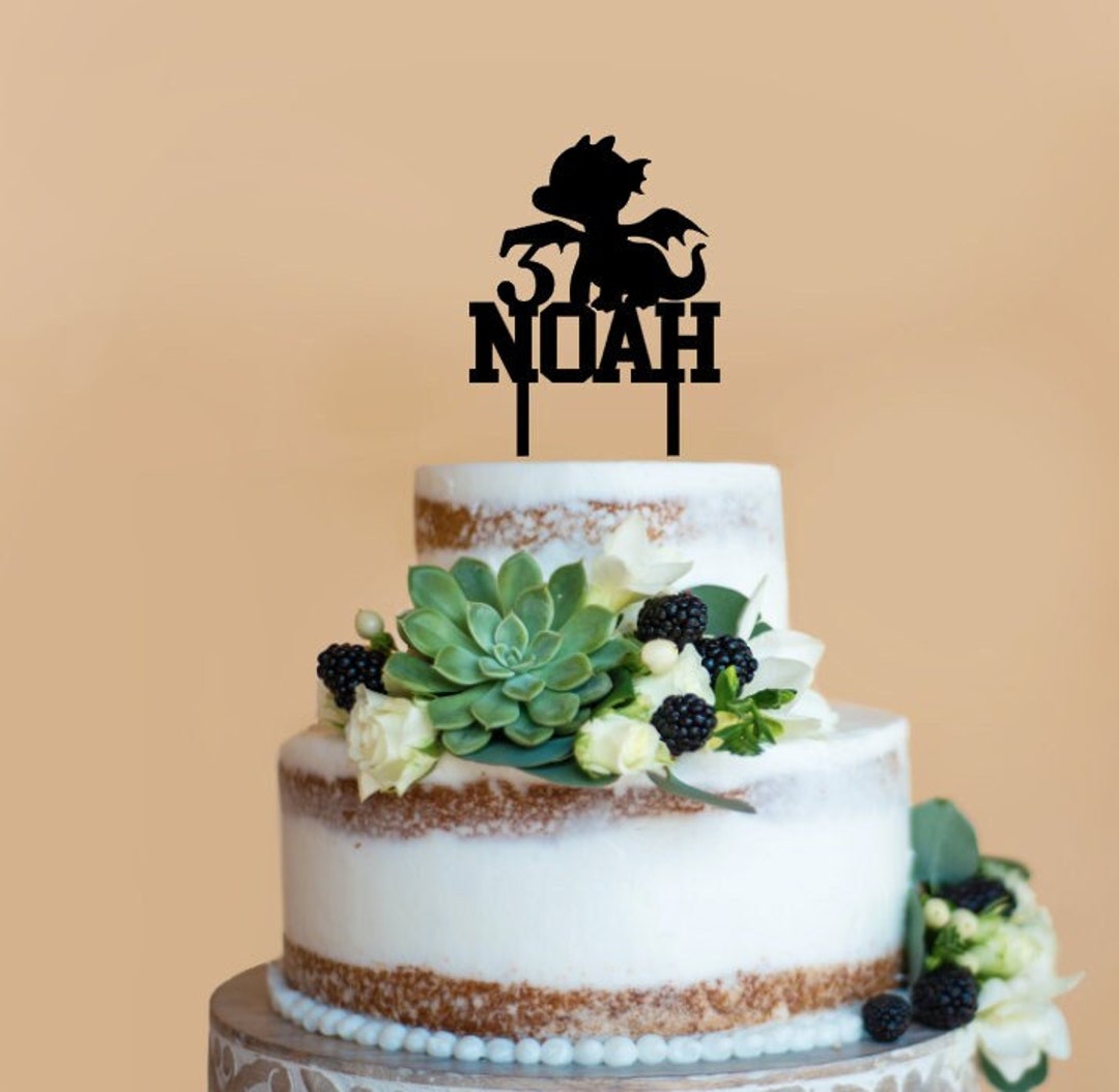 Dragon Cake Topper, Personalized Cake Topper, Little Dragon Party ...
