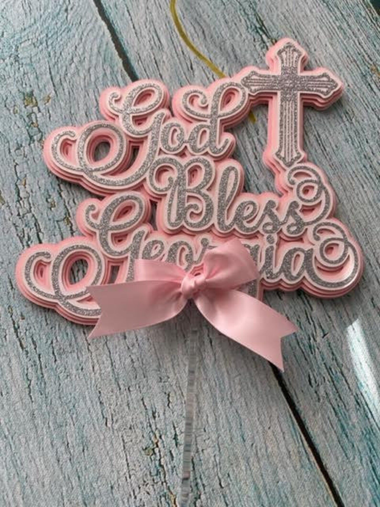 God Bless Cake Topper Custom Cake Topper Christening Cake - Etsy