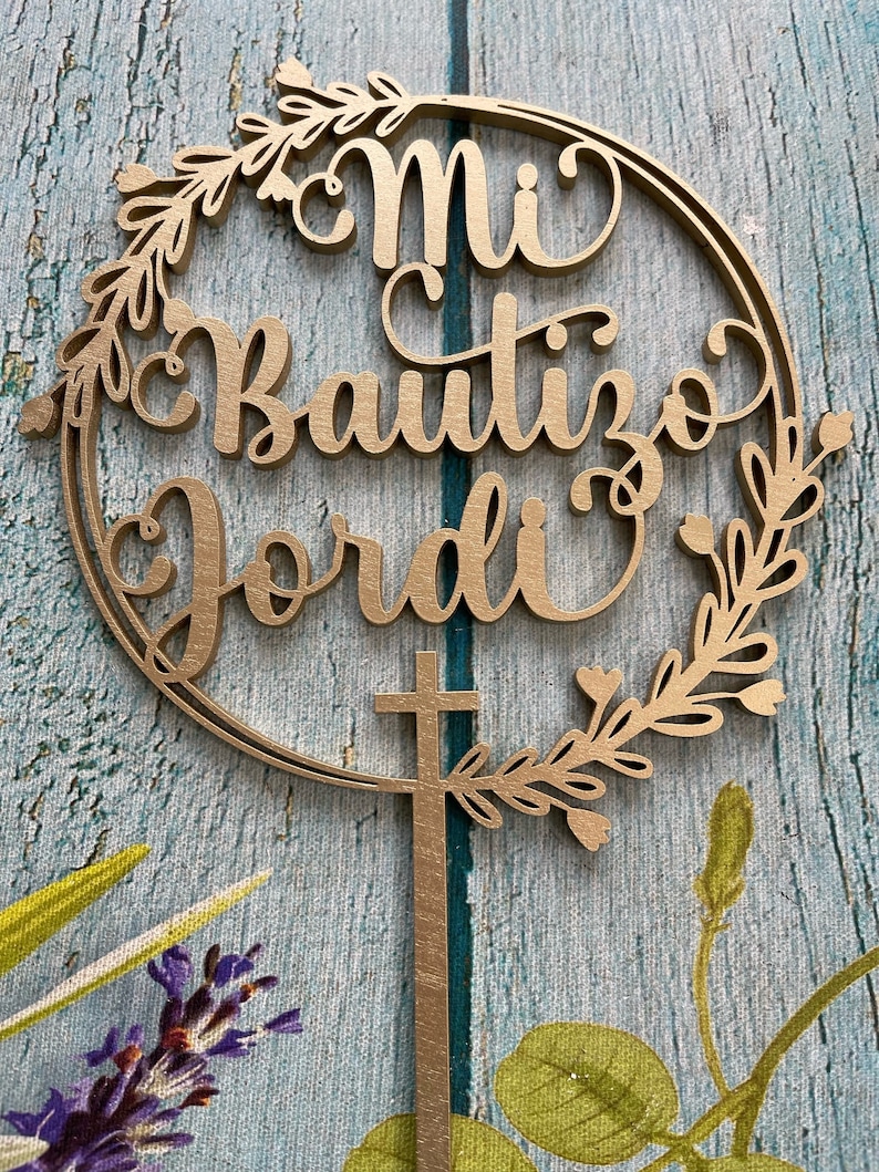 Mi Bautizo Cake Topper Topper Personalizado Fiesta - Etsy México