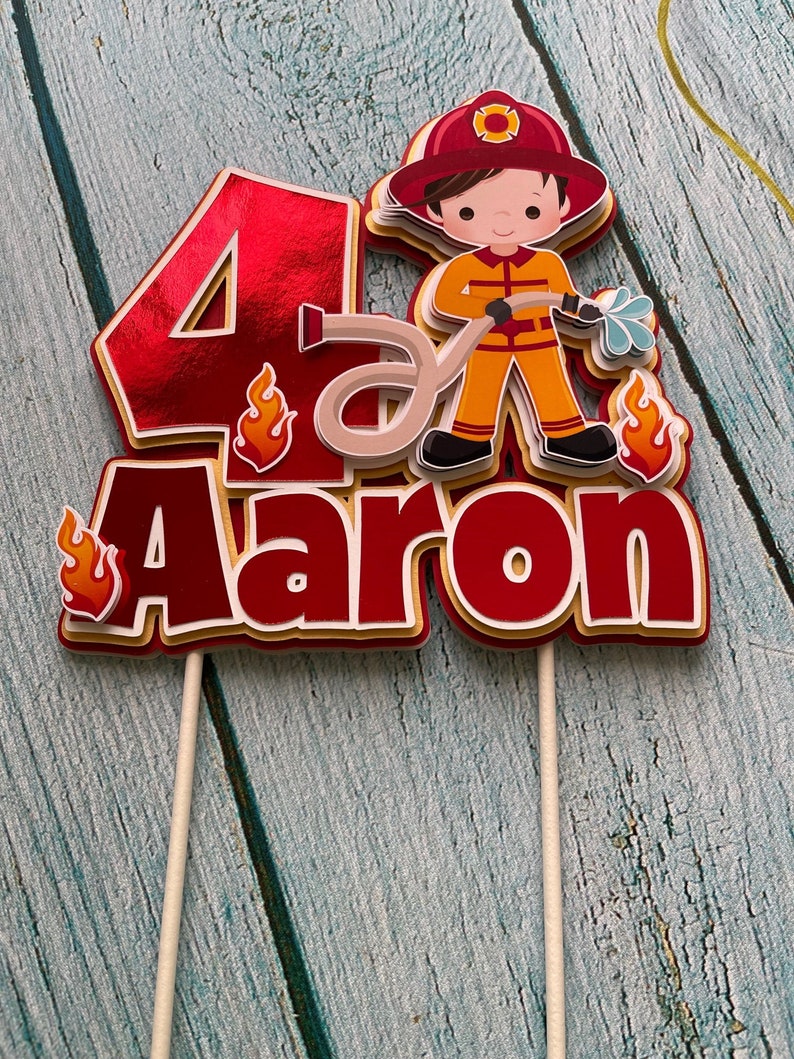 Fireman Cake Topper Firefighter Topper Fireman Party Decor - Etsy