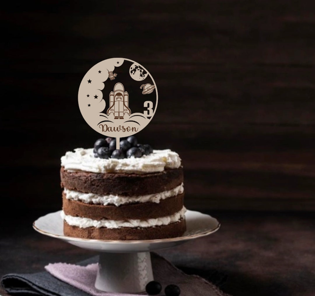 Rocket Ship Cake Topper, to the Moon Theme, Space Cake Topper, Space ...