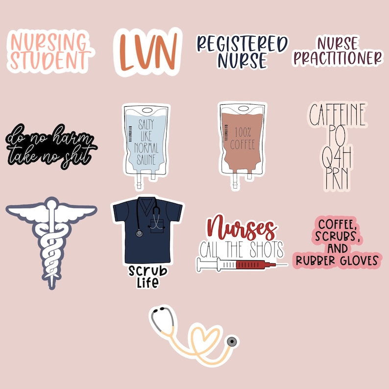 Nurse Sticker Pack - Waterproof RN, LVN, Nurse Practitioner, BSN ...