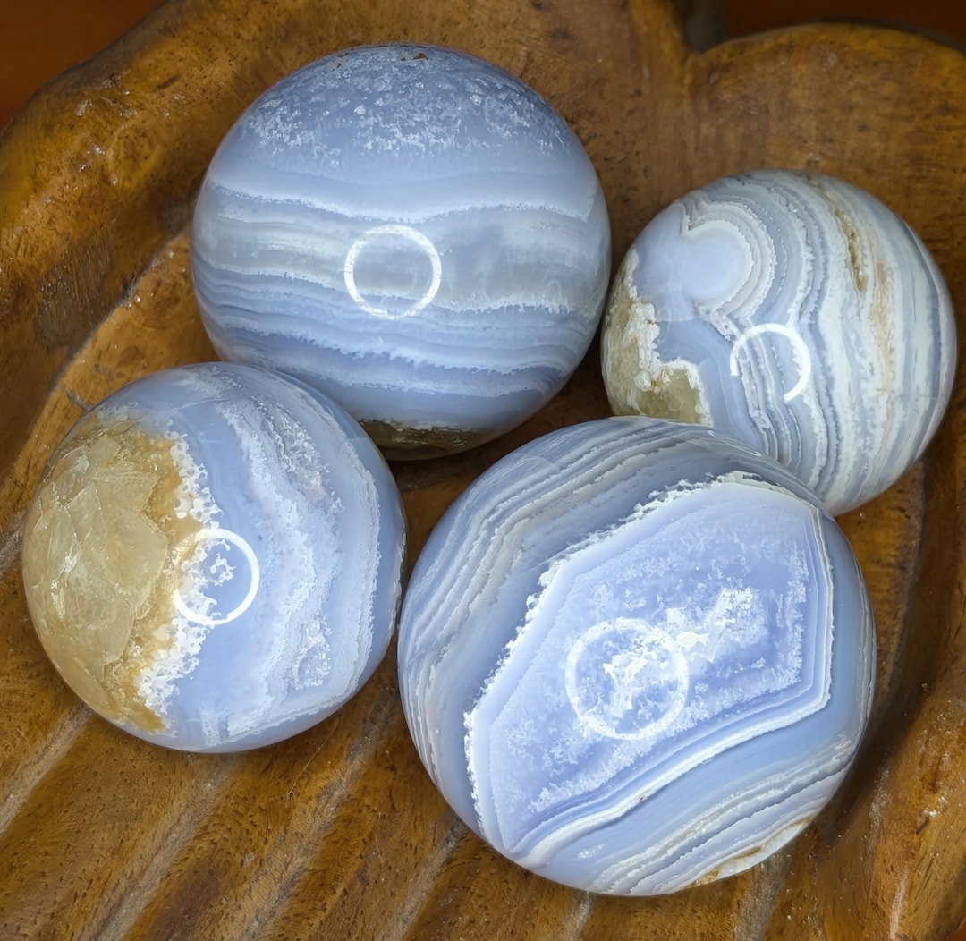 Polished Banded White Blue Lace Agate Crystal Spheres - Etsy