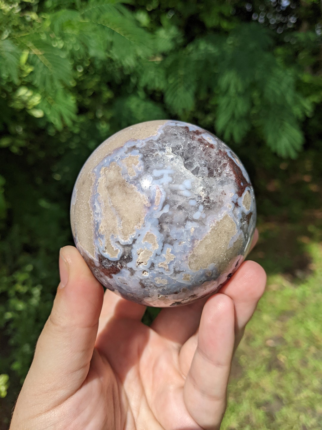 Large Druzy Blue Flower Agate Sphere - Etsy