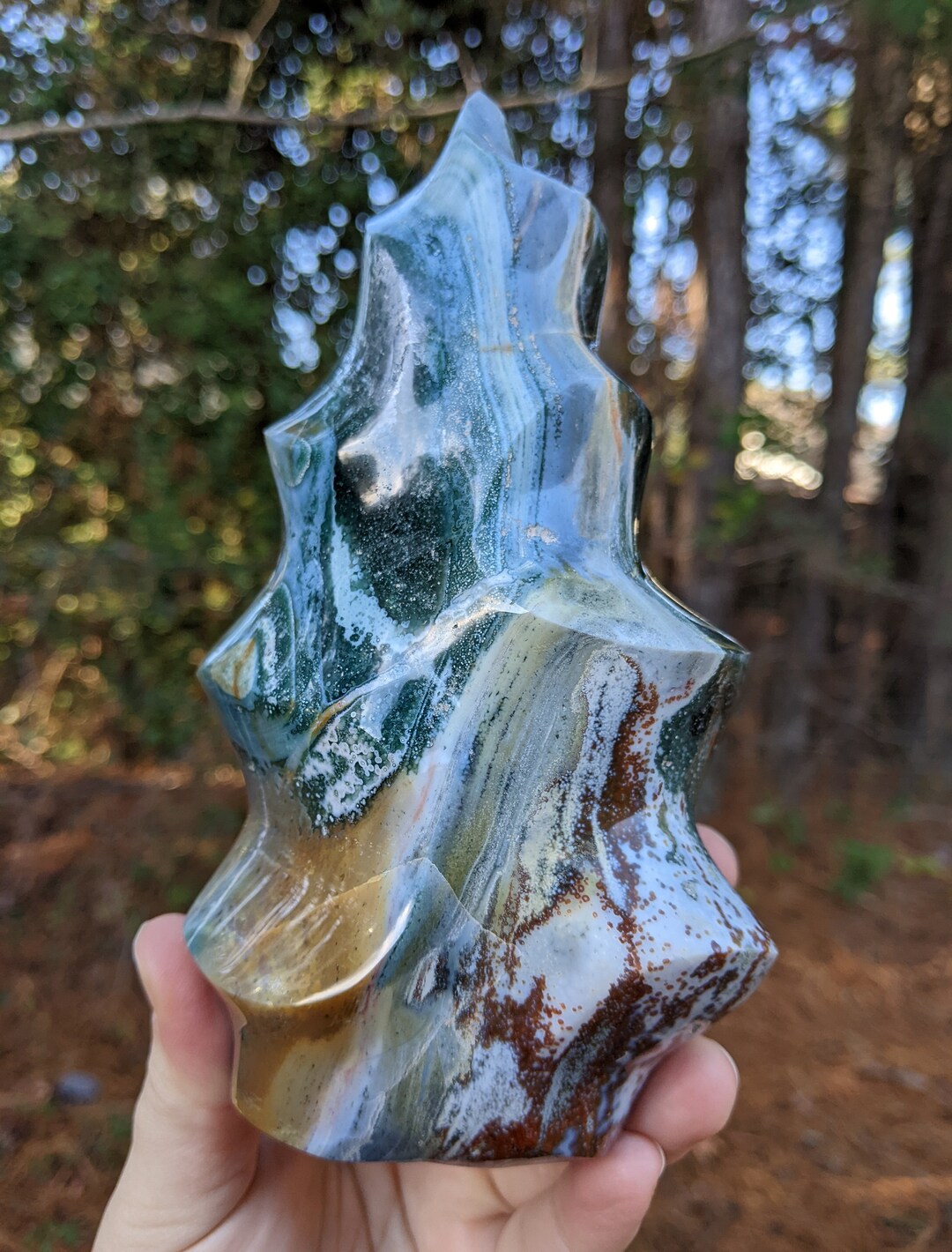 Large Teal Blue Ocean Jasper Flame - Etsy