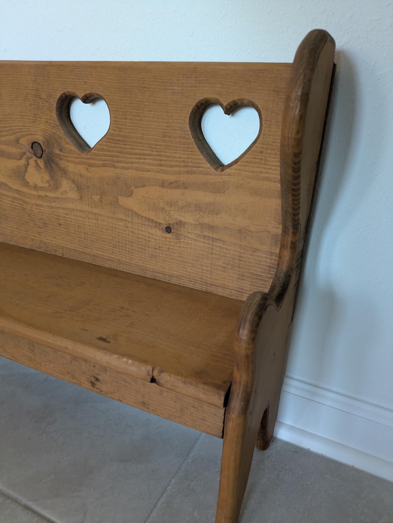 Wooden Heart Bench Kids Wood Bench Seat Nursery Playroom Furniture ...
