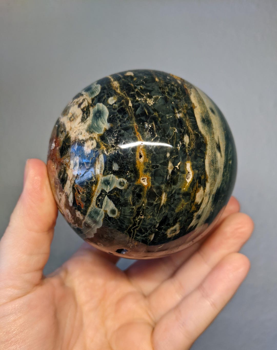 Large Green Blue Ocean Jasper Sphere - Etsy