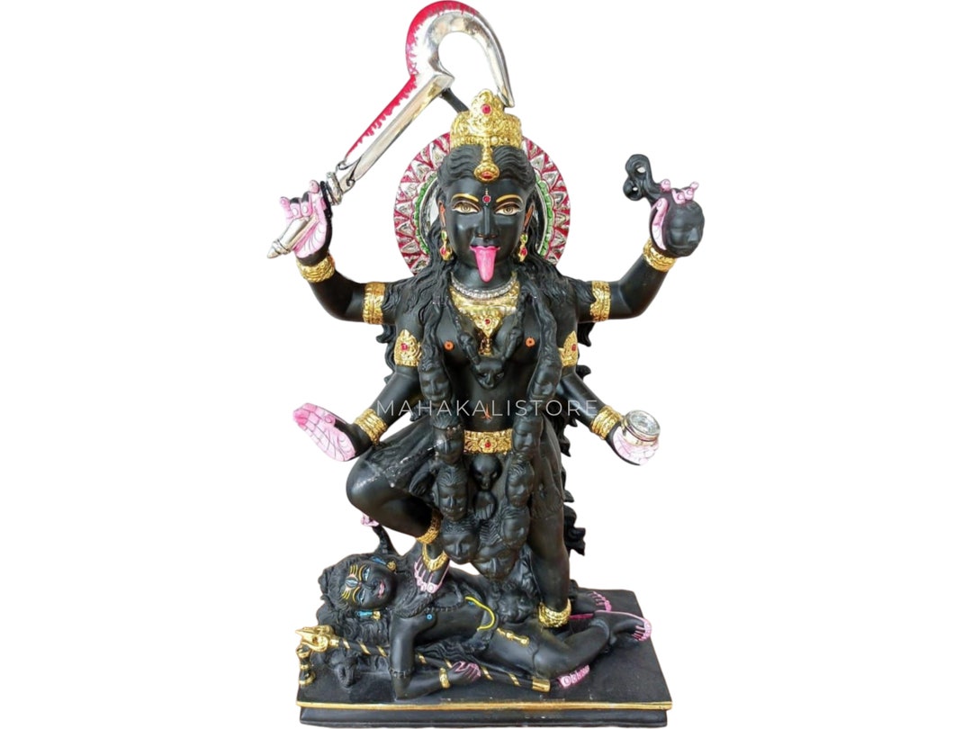 Kali Ma Statue Standing on Lord Shiva, Standing Tall 6 Inch Murti in ...