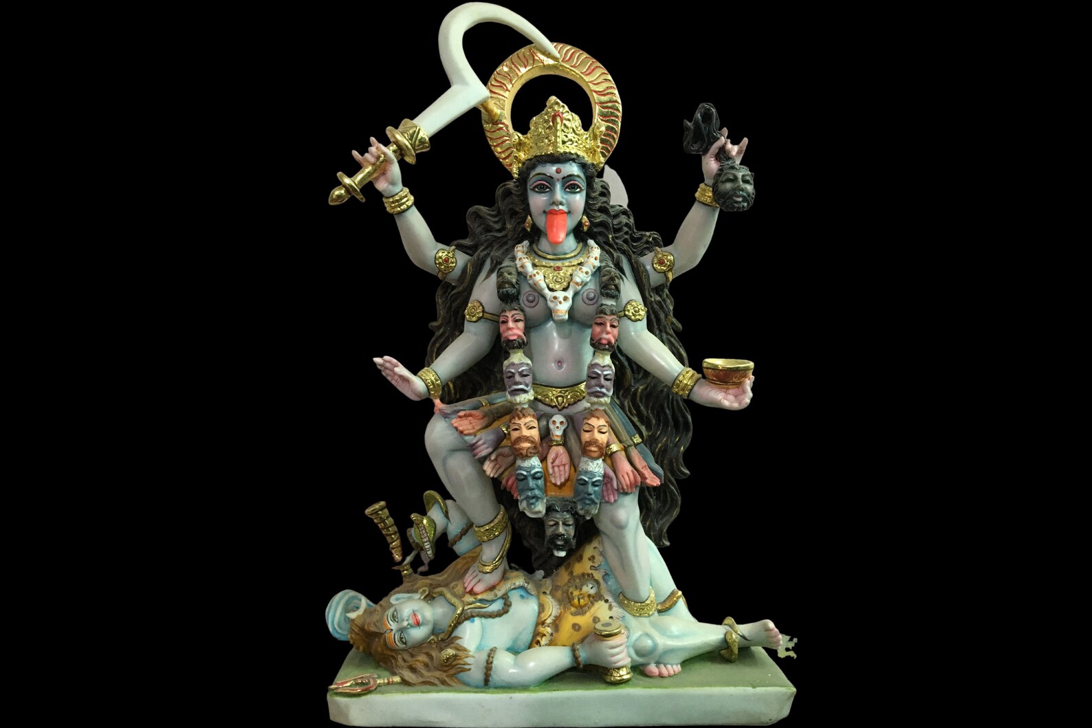Kali Standing on Lord Shiva Statue Goddess Mahakali Sculpture Handmade ...